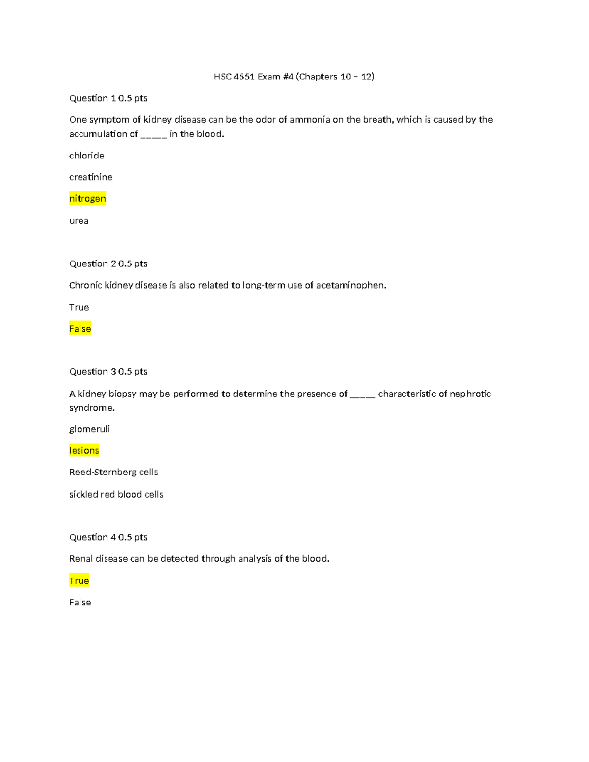 HSC 4551 Exam 4 - Exam 4 notes - HSC 4551 Exam #4 (Chapters 10 – 12 ...