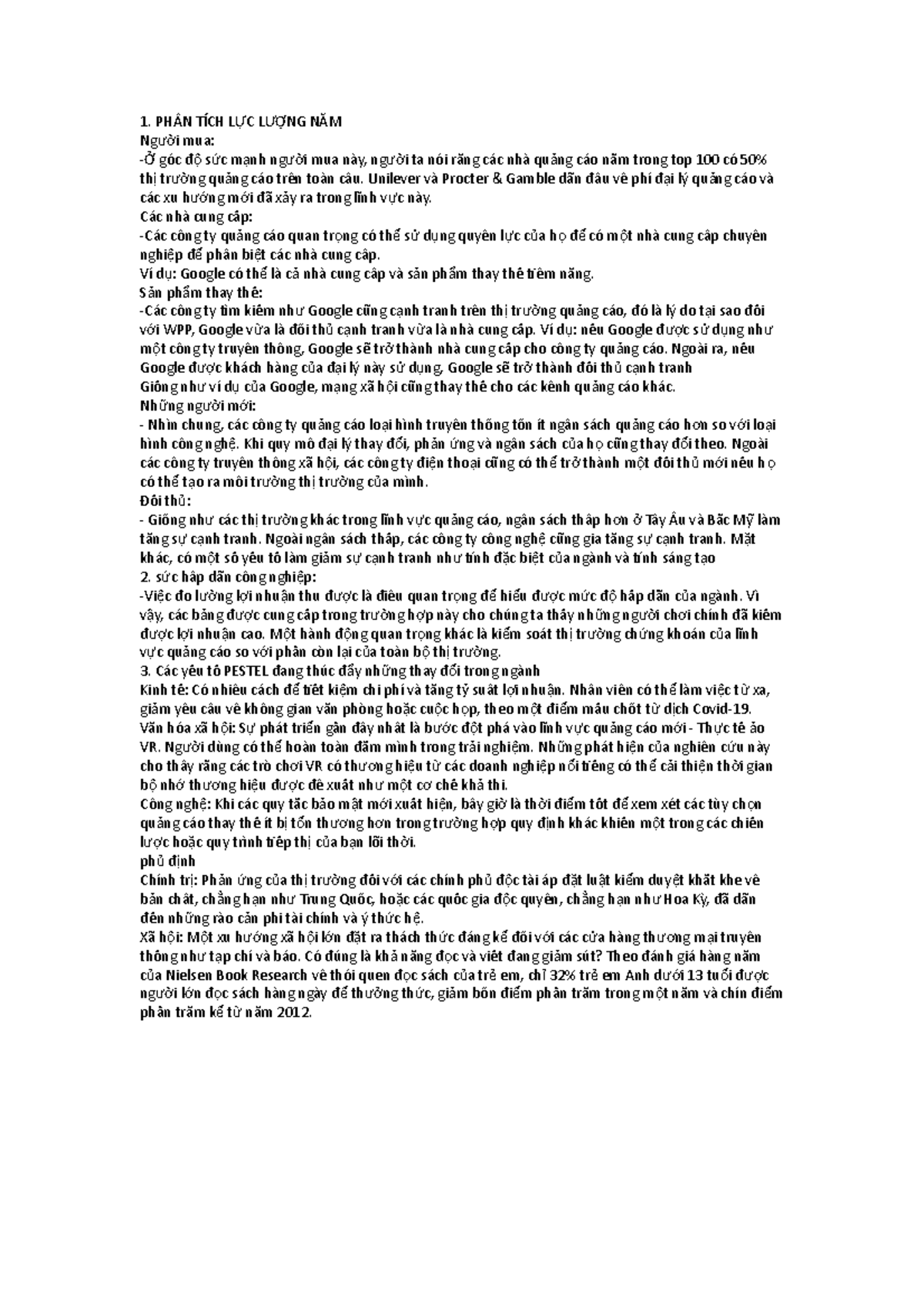 1 - xin chao - 1. PHÂN TÍCH L ỰC L ƯỢNG NĂM Ng ười mua: Ở góc đ ộ s c m nh ngứ ạ ười mua này, ng ...