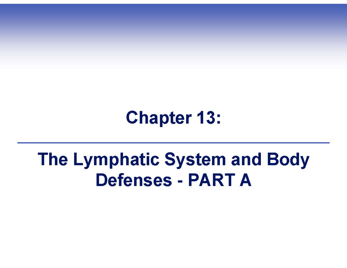 Chapter 13 Lymphatic System Body Defenses Powerpoint Chapter 13 The