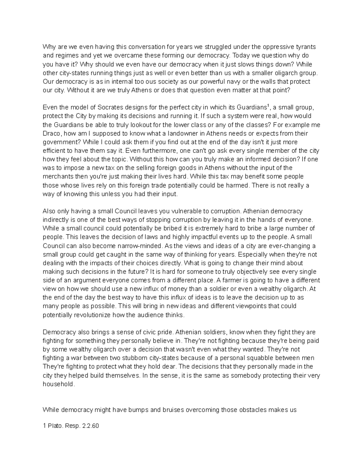 Final speech paper - Example of an essay that got an A - Why are we ...