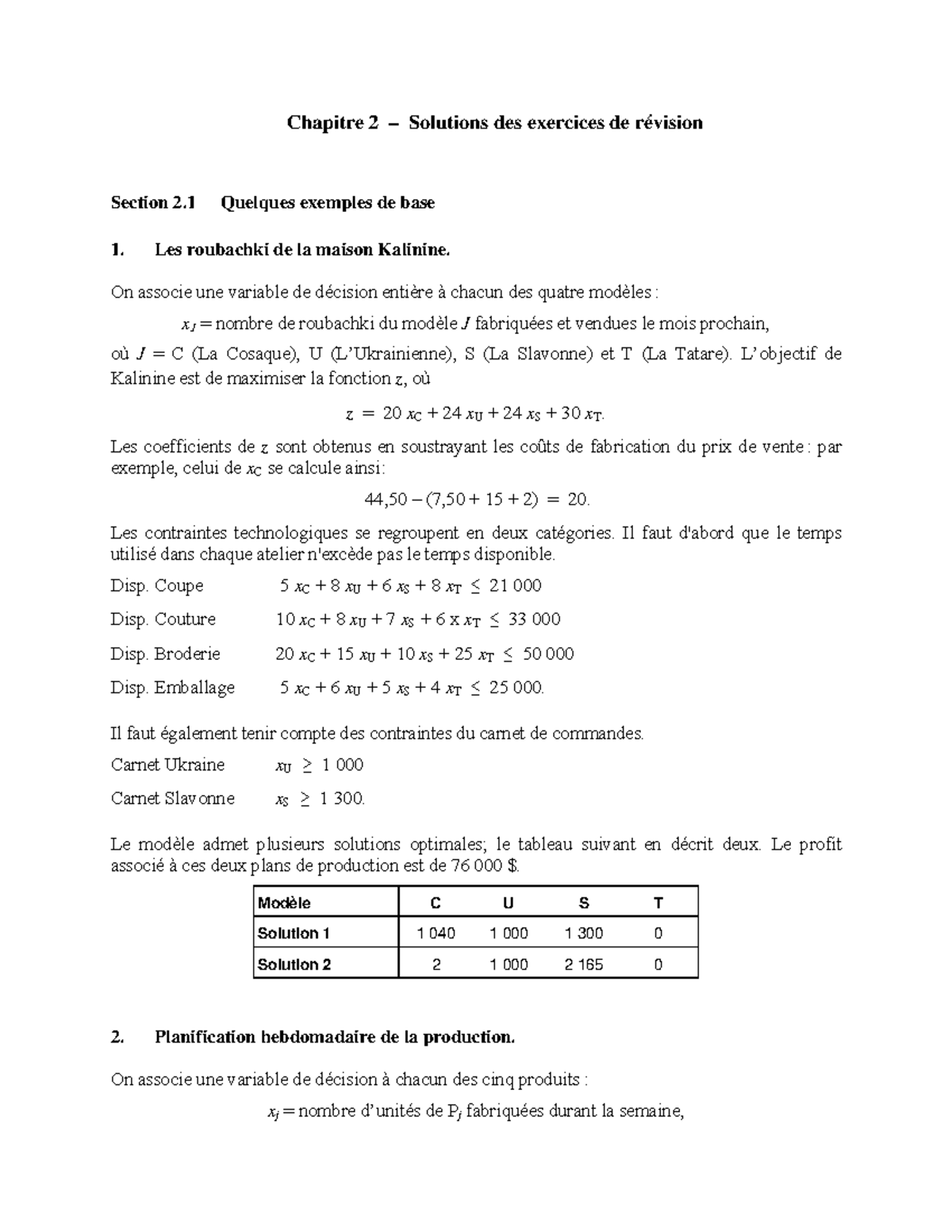 Soln-Ex Rév 2 - Solution exercices de révision chap 2 - Chapitre 2 – Solutions des exercices de ...