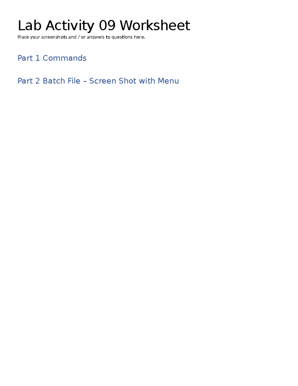 Lab Activity 09 Worksheet (24S) - CST 8101 - Lab Activity 09 Worksheet ...