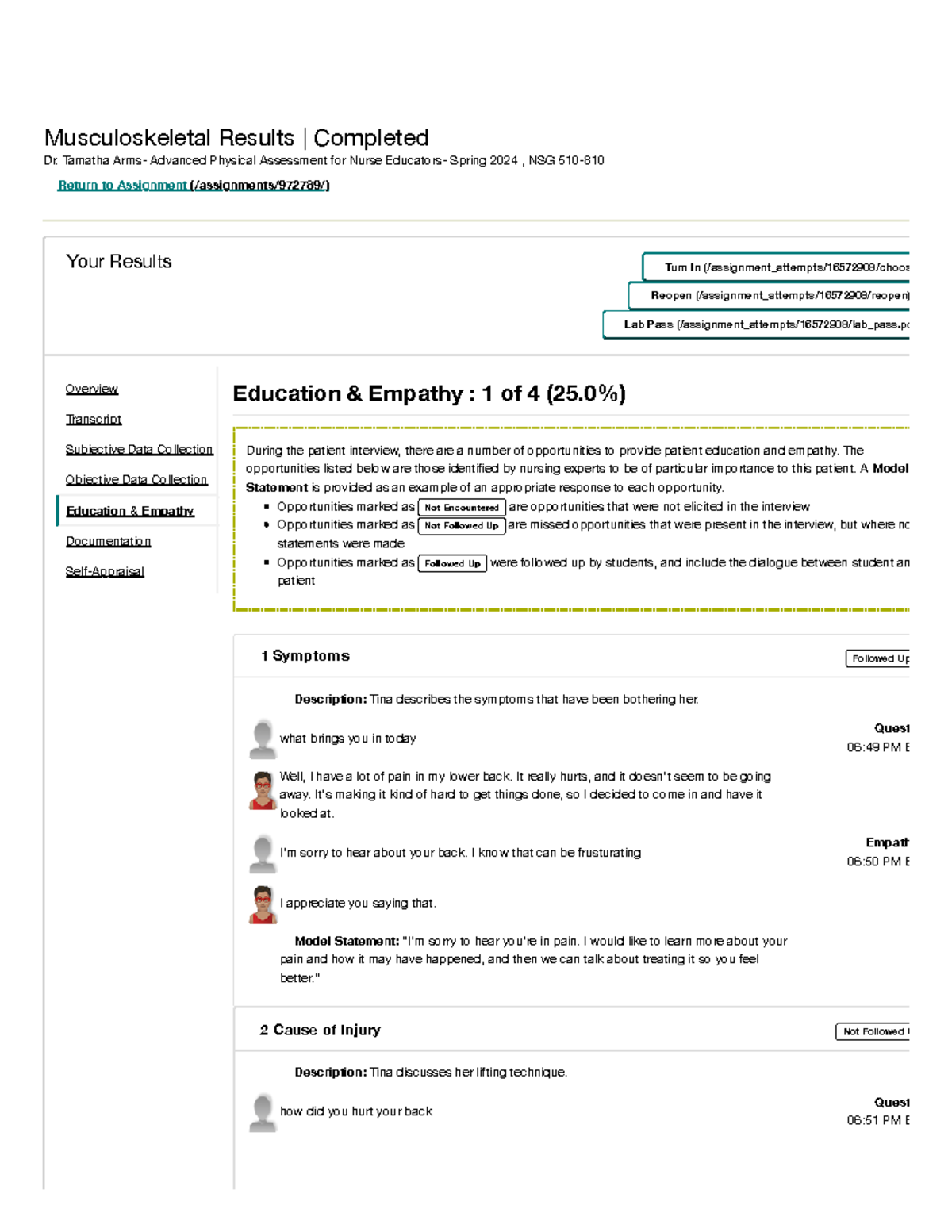 Musculoskeletal Education - Musculoskeletal Results | Completed Dr. Tamatha Arms- Advanced ...
