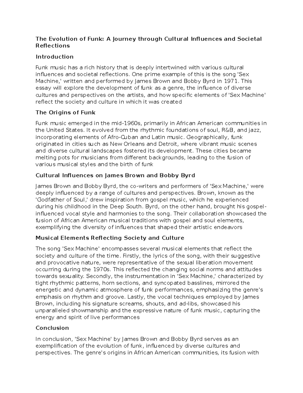 The Evolution of Funk - task 3 - The Evolution of Funk: A Journey ...