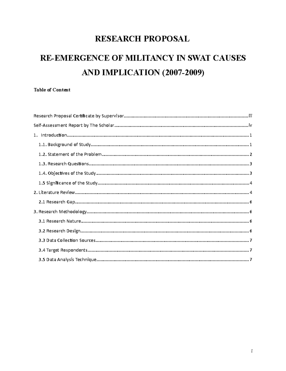 Final New Proposal - RESEARCH PROPOSAL RE-EMERGENCE OF MILITANCY IN ...