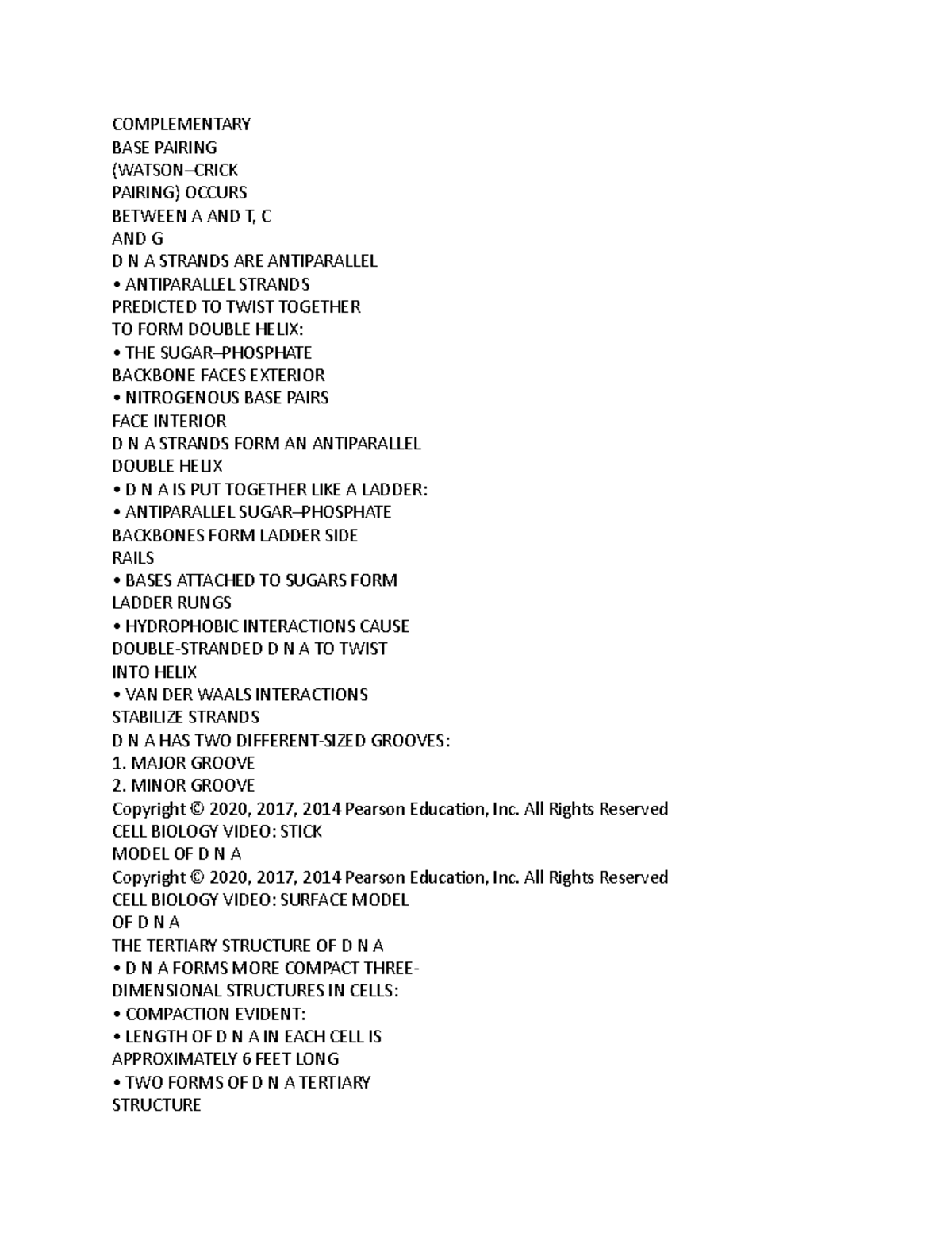 Complementary notes - COMPLEMENTARY BASE PAIRING (WATSON–CRICK PAIRING ...