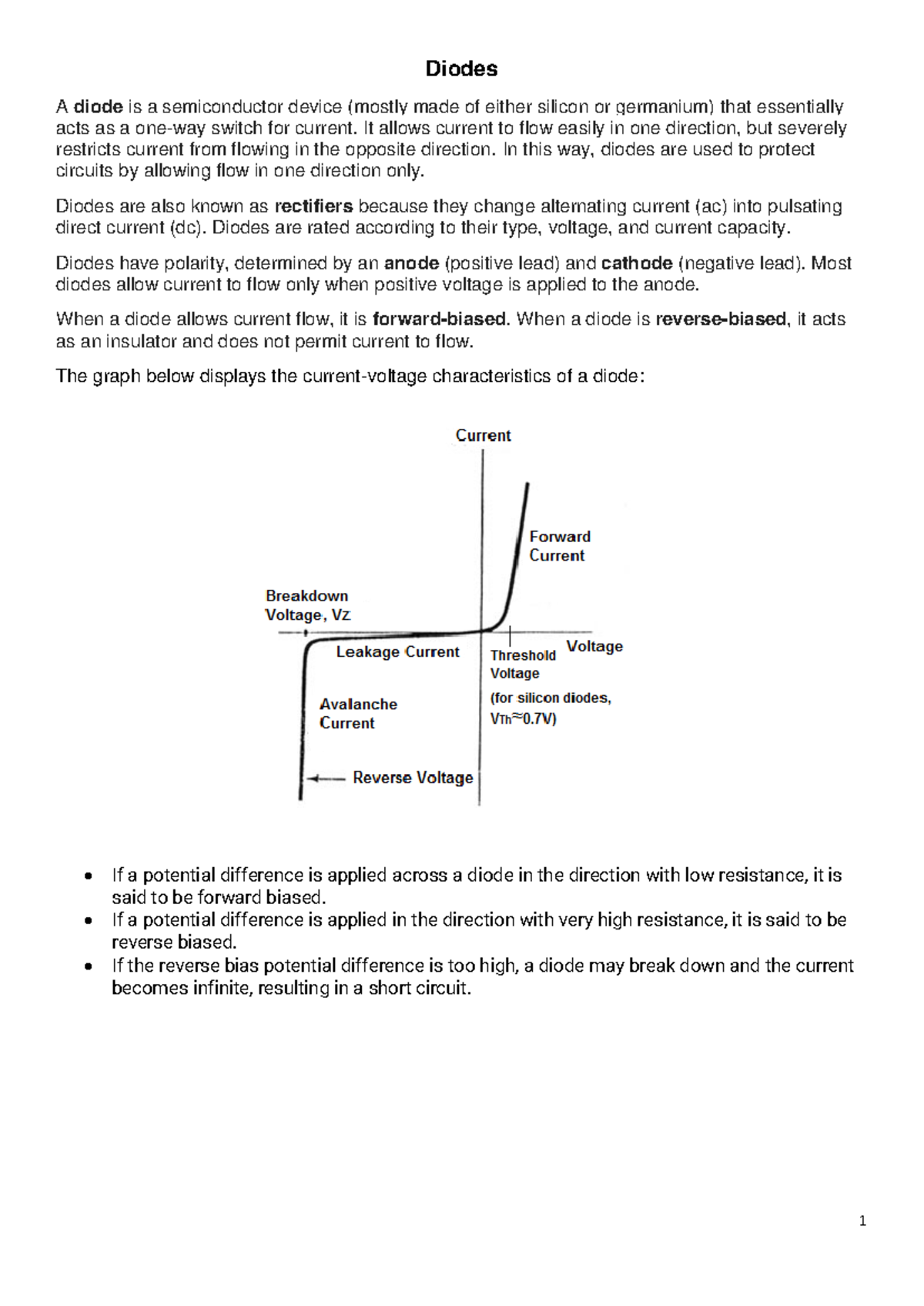 Electronics Lab8 - Diodes A diode is a semiconductor device (mostly ...