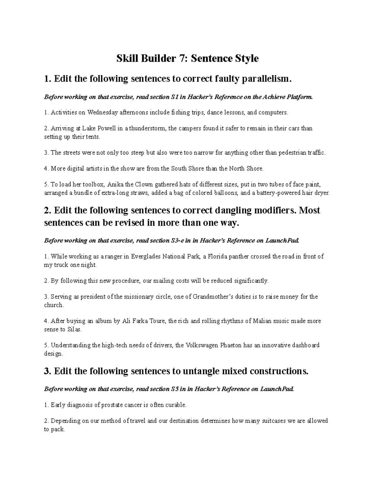 Skill Builder 7: Sentence Style - Skill Builder 7: Sentence Style 1 ...