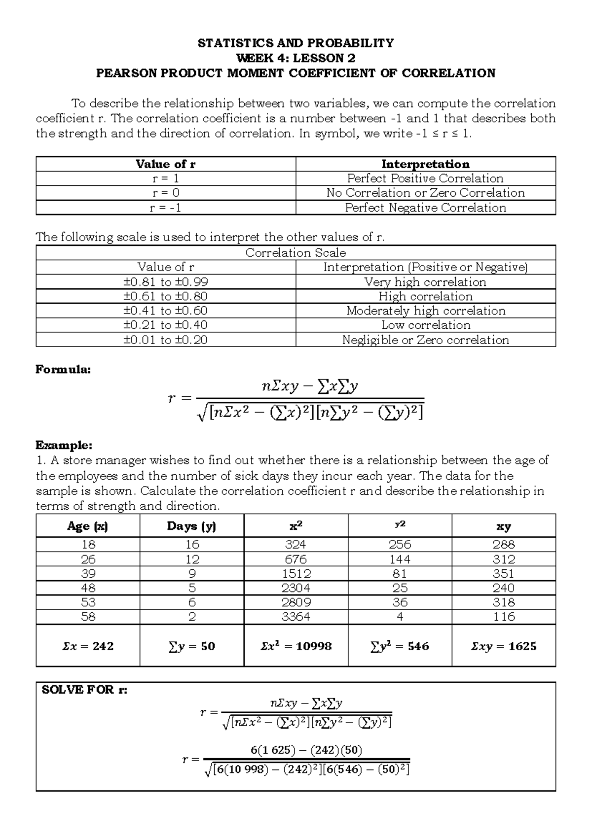 STAT_W4_L2_4THQ - STATISTICS AND PROBABILITY WEEK 4: LESSON 2 PEARSON ...