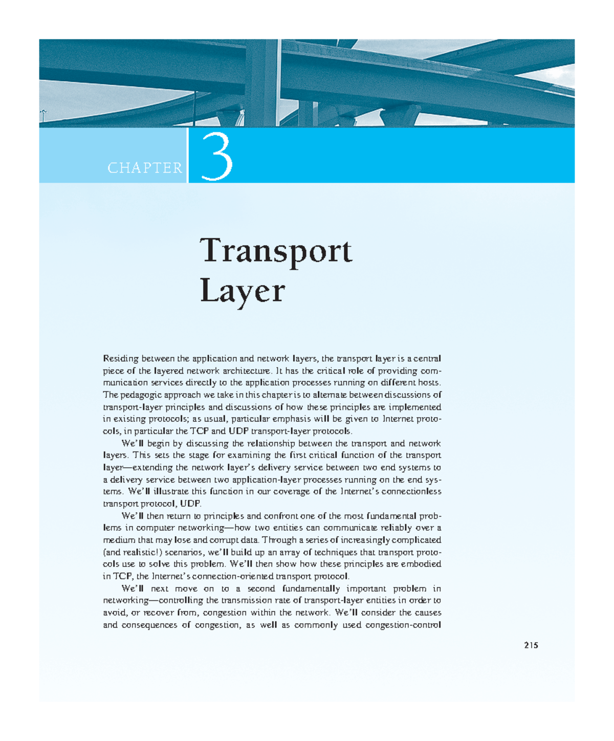 Chapter 3 - talking about Transport layer - 215 Residing between the ...