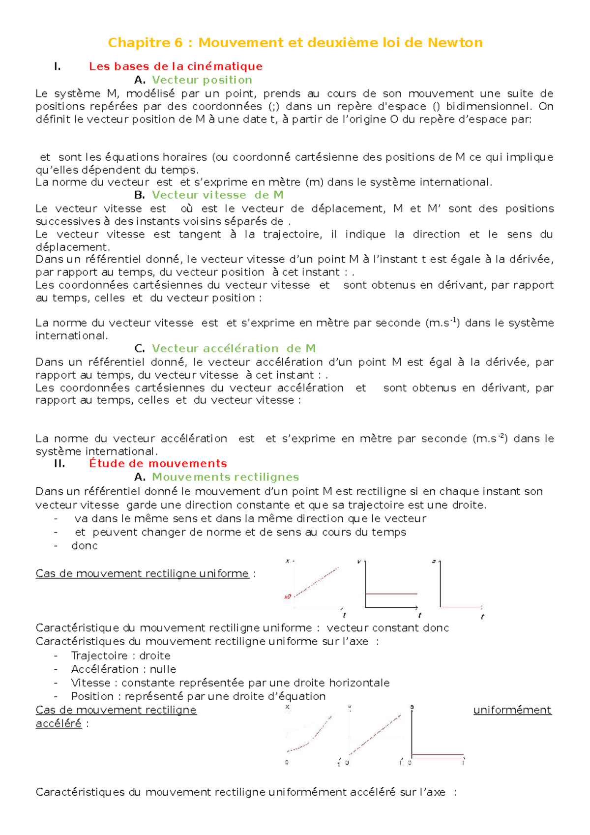 Mouvement et deuxième loi de Newton - Les bases de la cinématique A ...