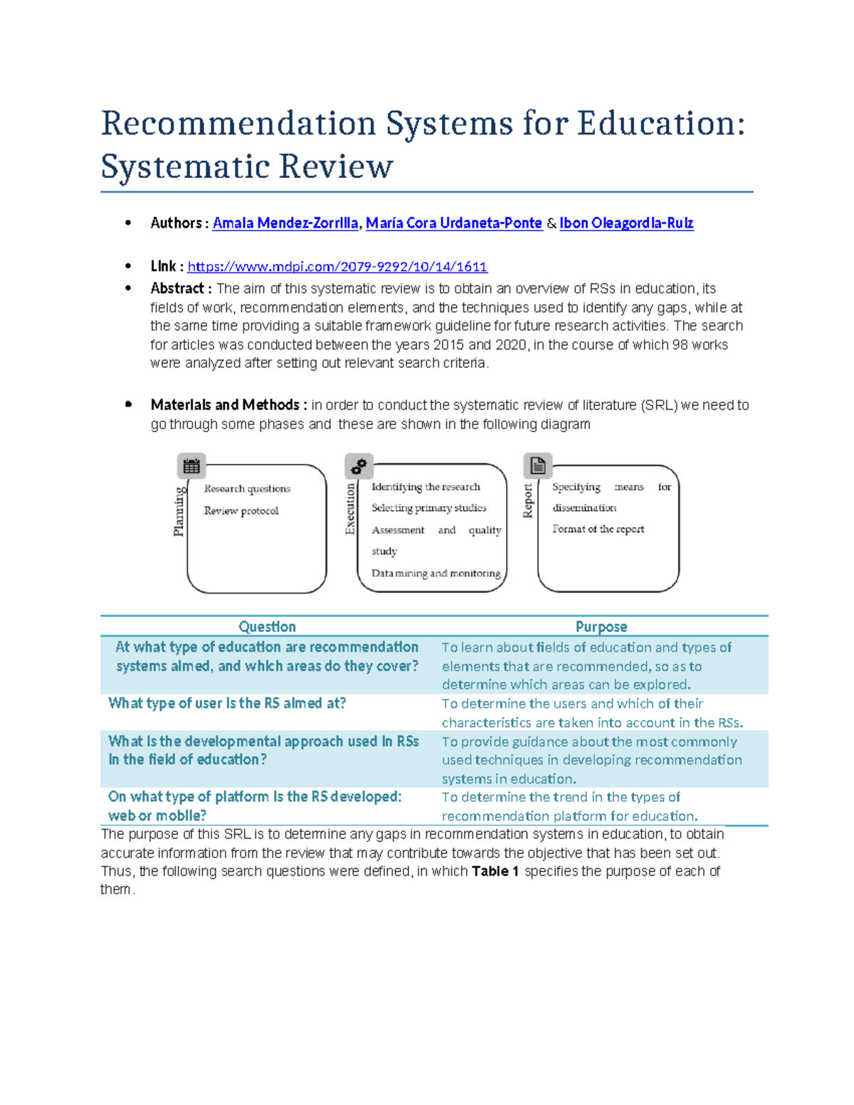 Recommendation Systems for Education Systematic Review - Recommendation Systems for Education ...