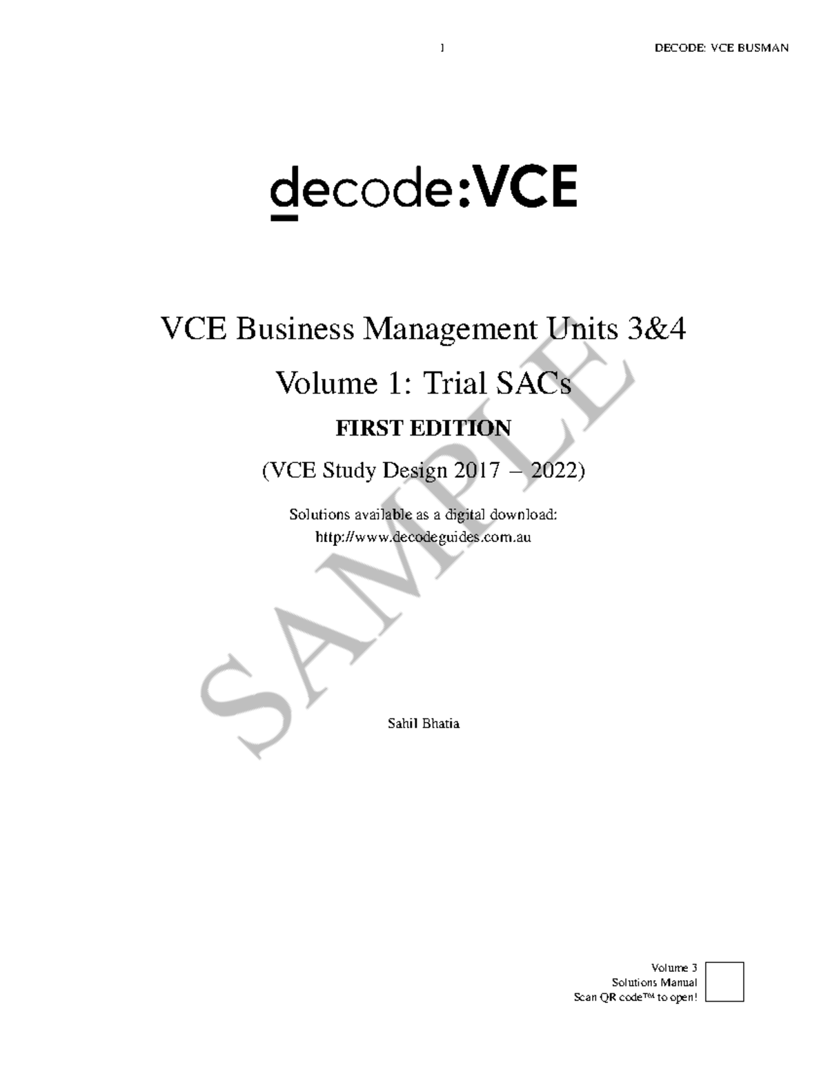 VCE Bus Man Sample aos 1 unit 3 - VCE Business Management Units 3 ...