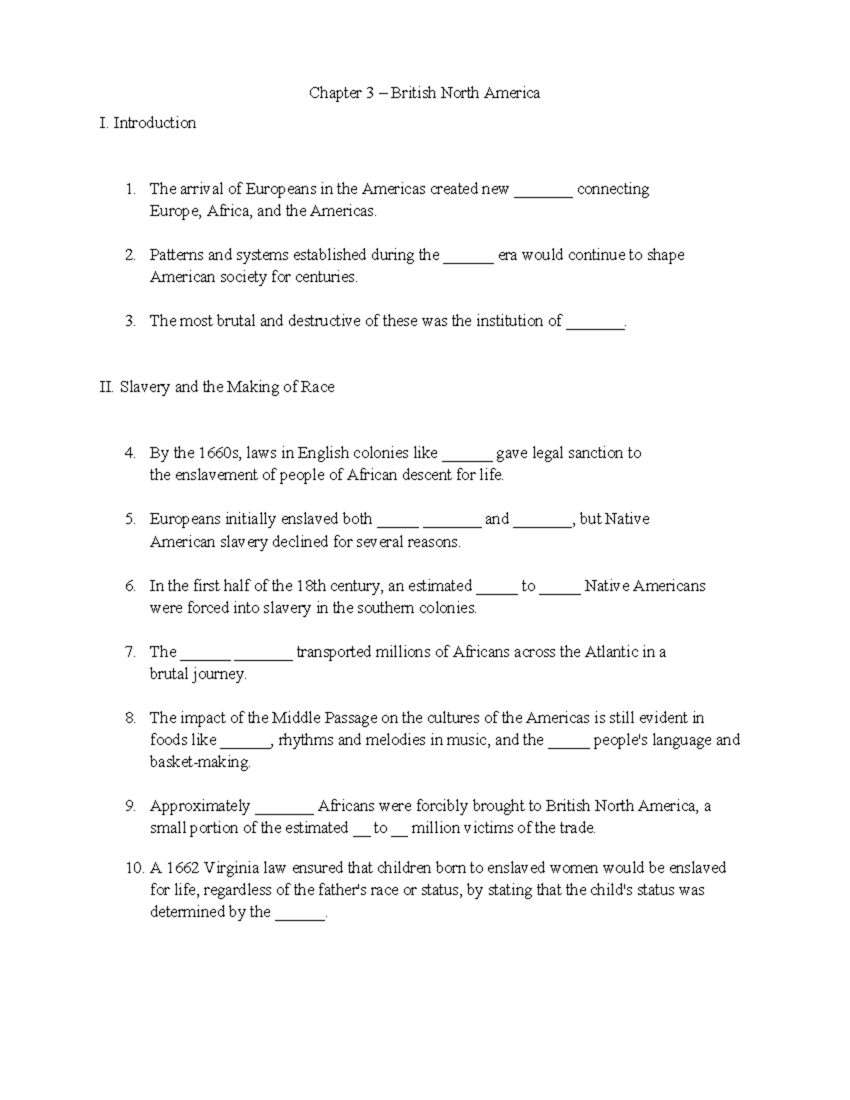 03 - British North America - Chapter 3 – British North America I ...