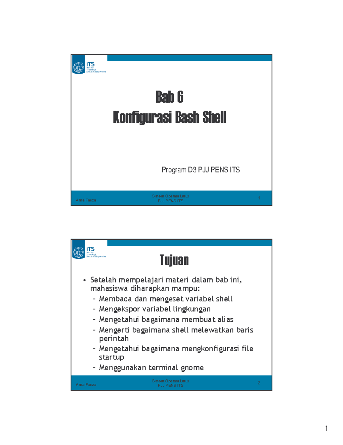 Konfigurasi Bash Shell - Arna Fariza Sistem Operasi LinuxPJJ PENS ITS - Studocu