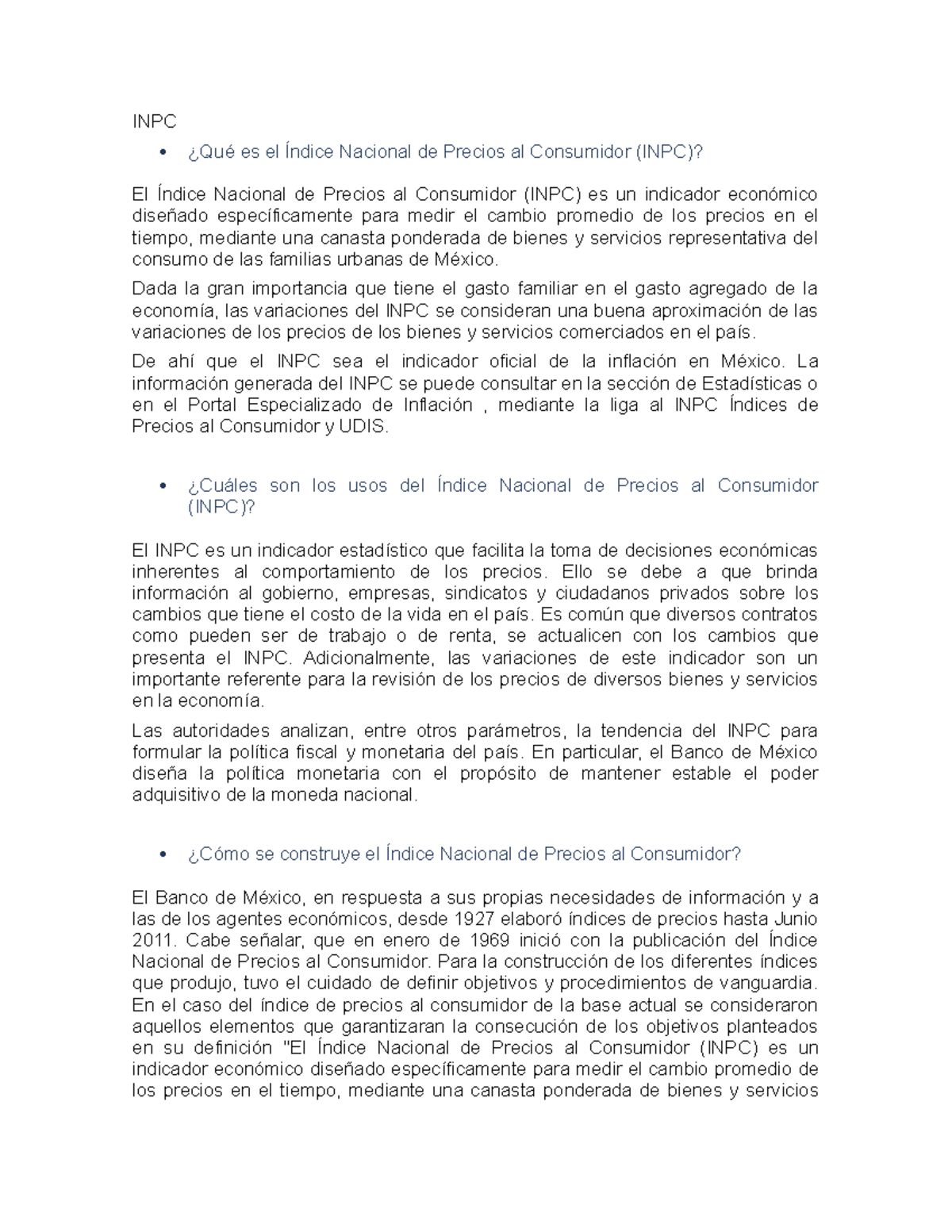 Preguntas- Frecuentes-INPC - INPC ¿Qué es el Índice Nacional de Precios ...