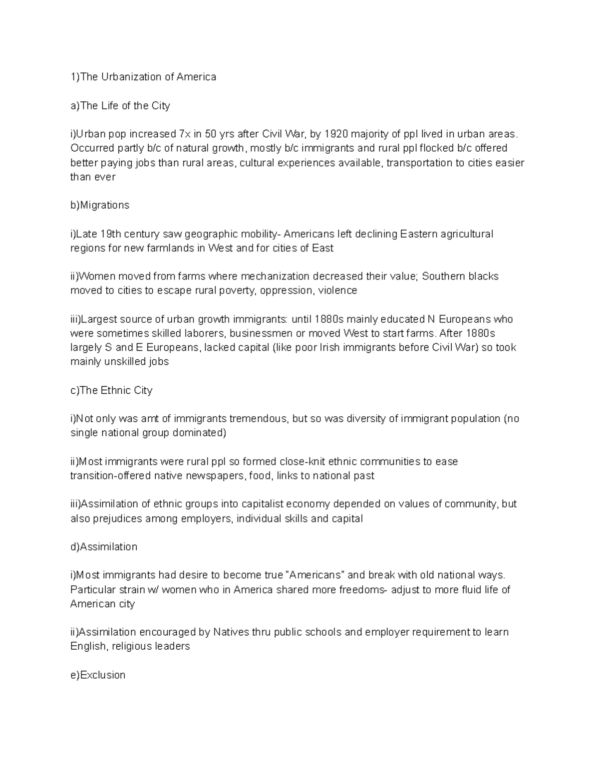 History 18 - notes - 1)The Urbanization of America a)The Life of the ...