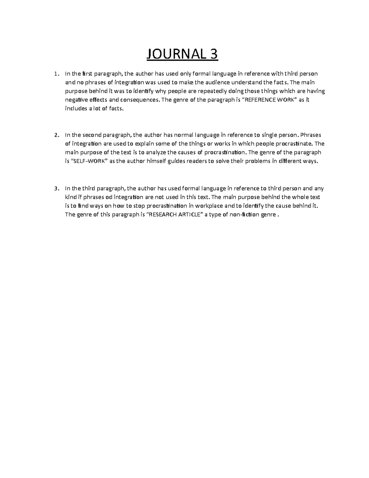 Journal 3 Devangi J Patel - JOURNAL 3 In the first paragraph, the ...