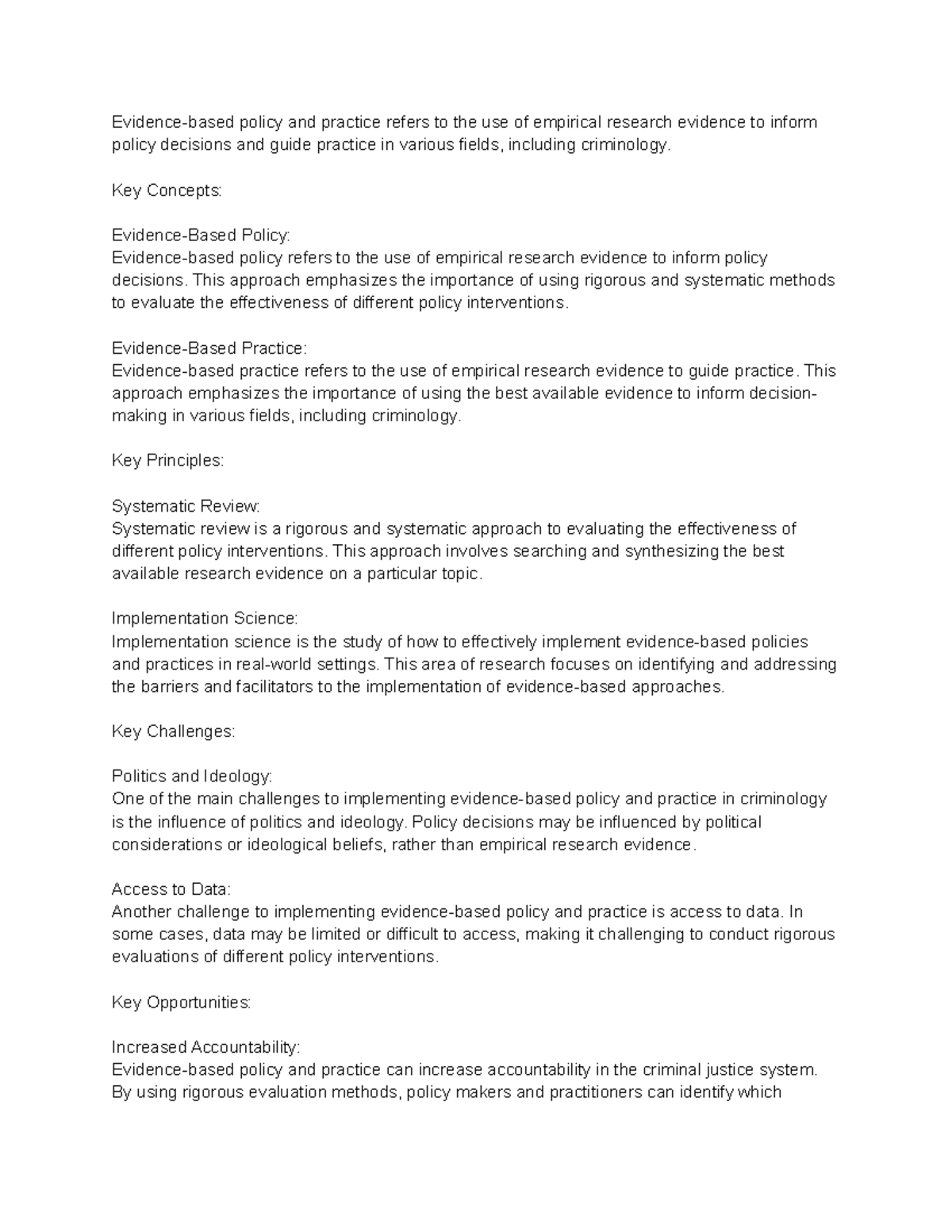 Evidence-Based Policy and Practice - Key Concepts: Evidence-Based ...