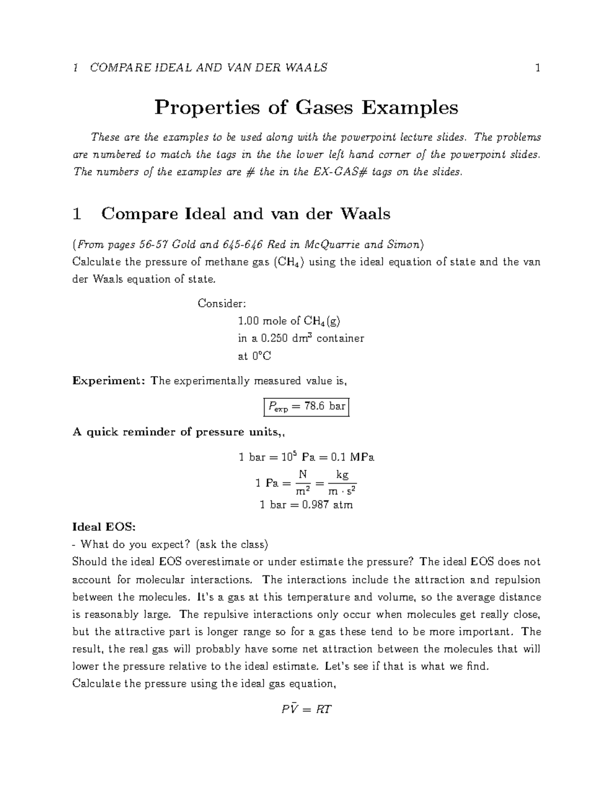 Module 02 examples - to understand material - 1 COMPARE IDEAL AND VAN ...