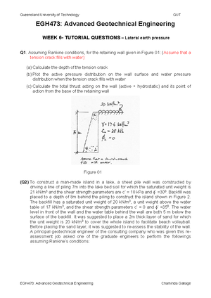 EGH473- Week 4 - Tutorial- Slope stability-1 - Queensland University of ...
