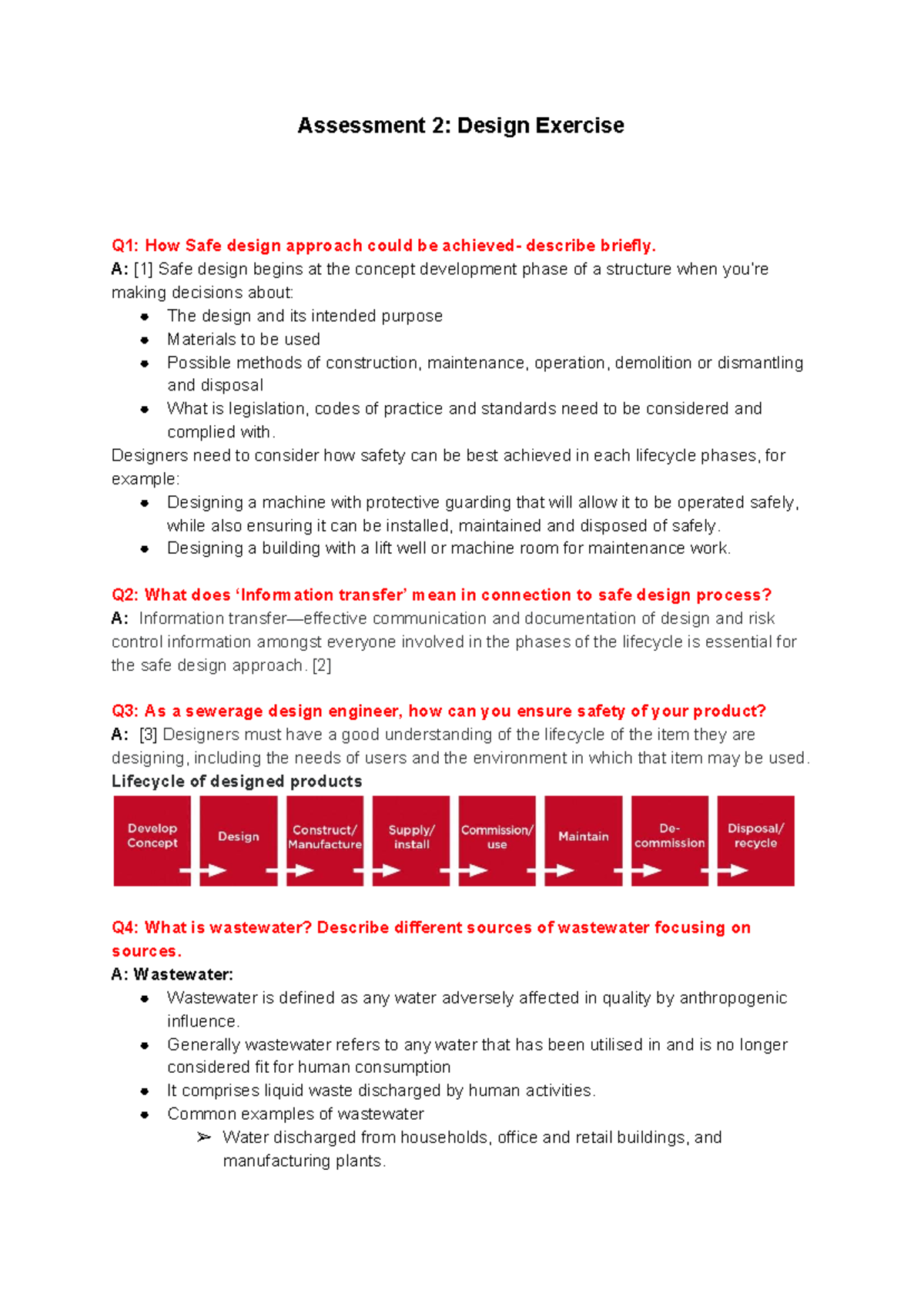 Sewerage Reticulation (Design Exercise) - Assessment 2: Design Exercise ...