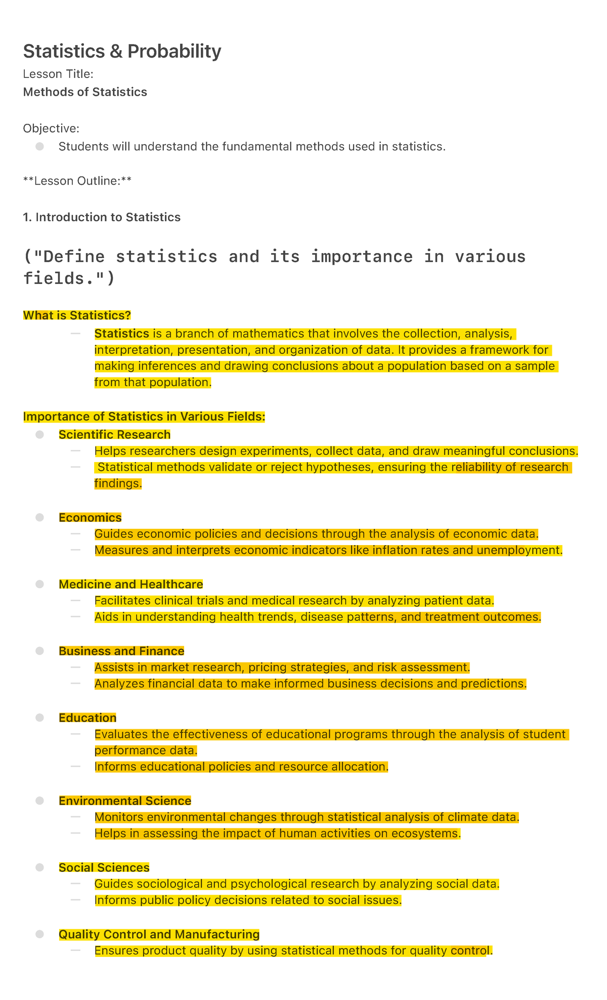 Statistics-Probability Report ...