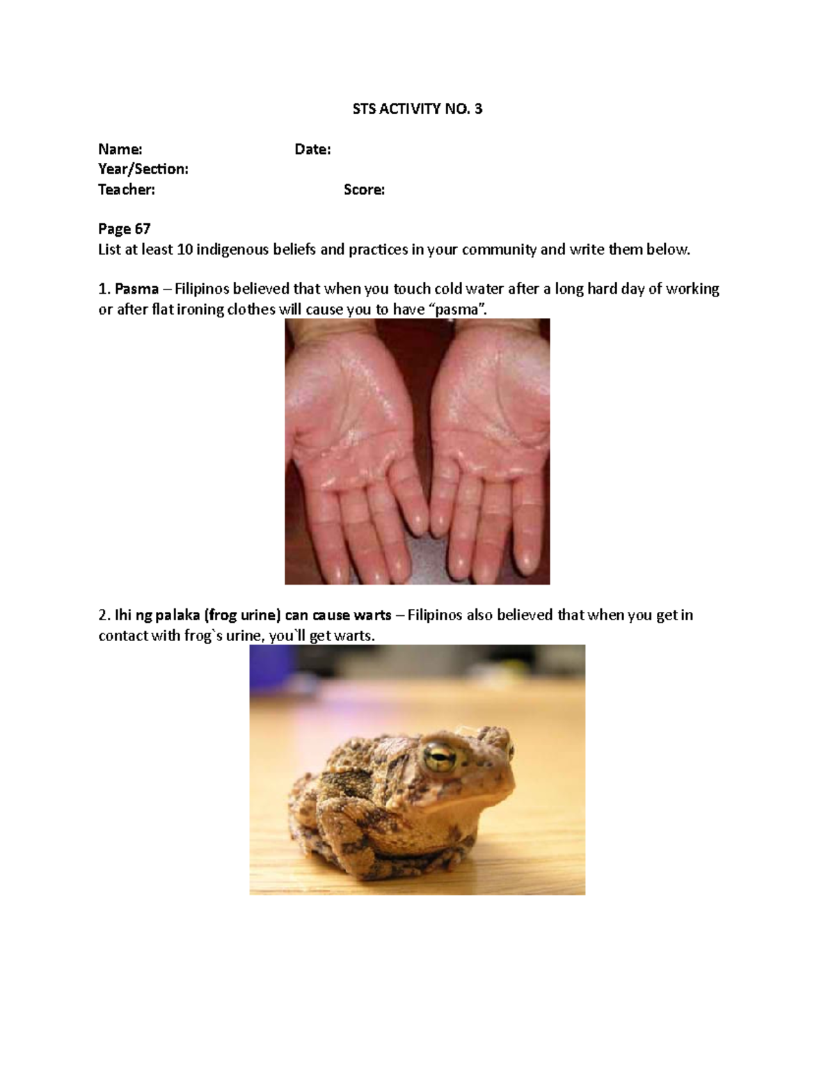 Stsactivity 3 - Copy - sts act 3 - STS ACTIVITY NO. 3 Name: Date: Year/Section: Teacher: Score ...