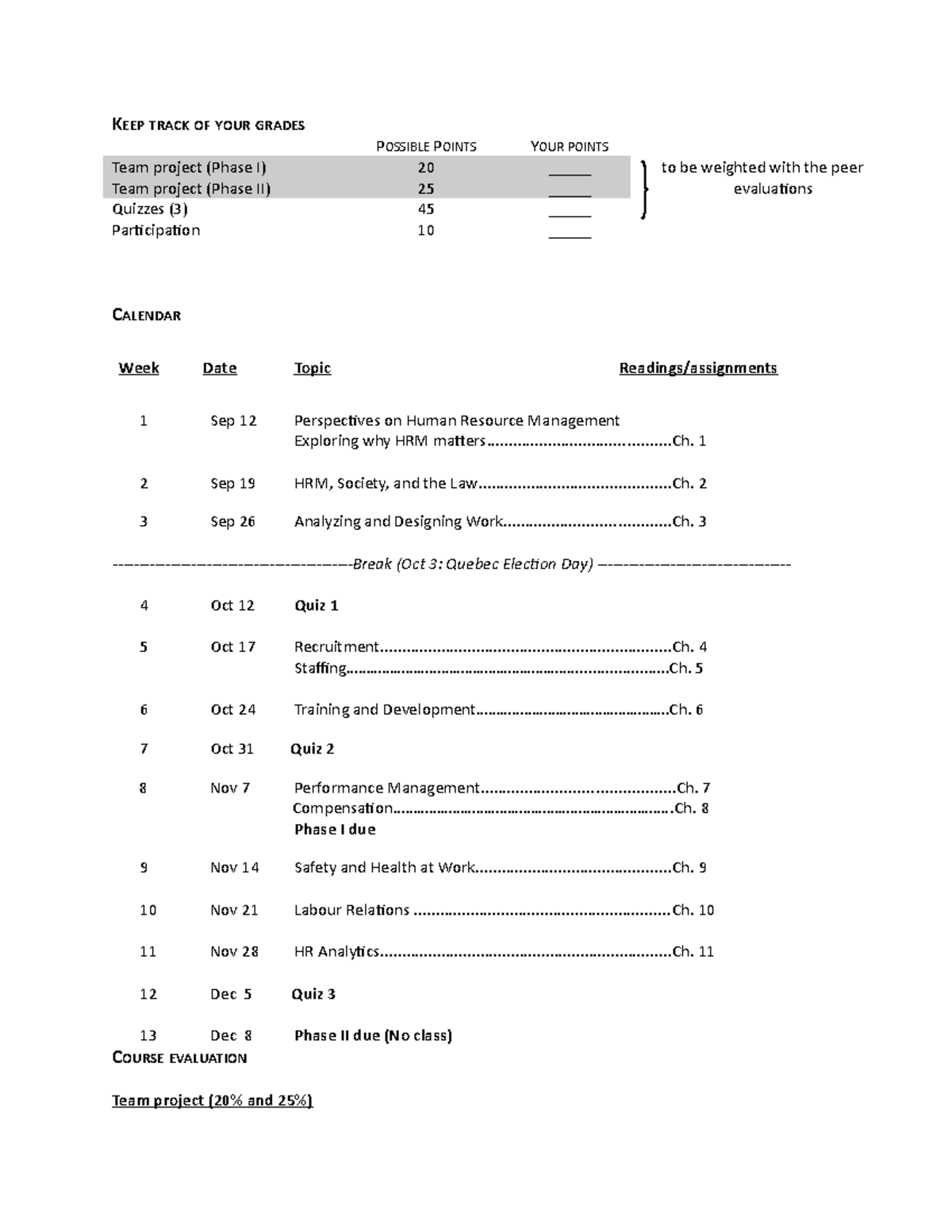 Assignments and exam deadlines - KEEP TRACK OF YOUR GRADES POSSIBLE ...