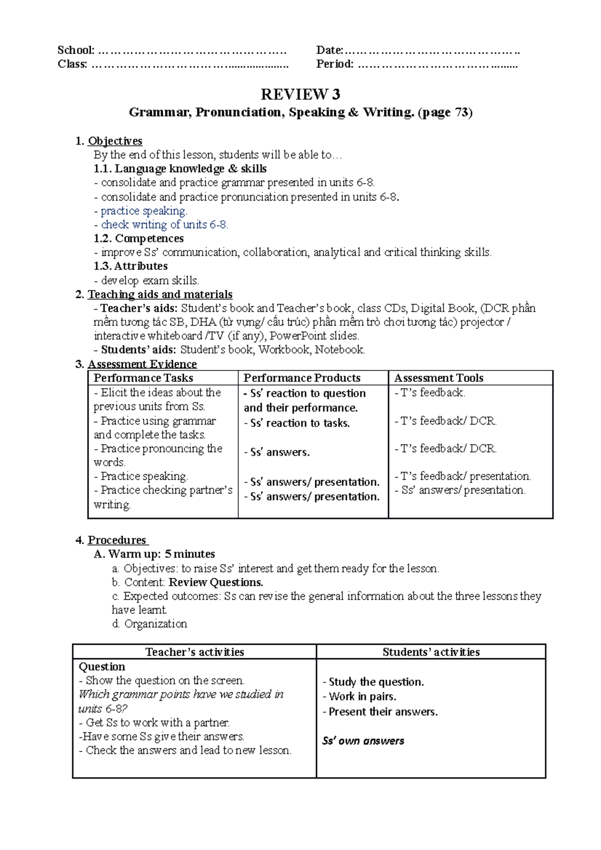 Review 3, Page 73 - i-learn smart world - School