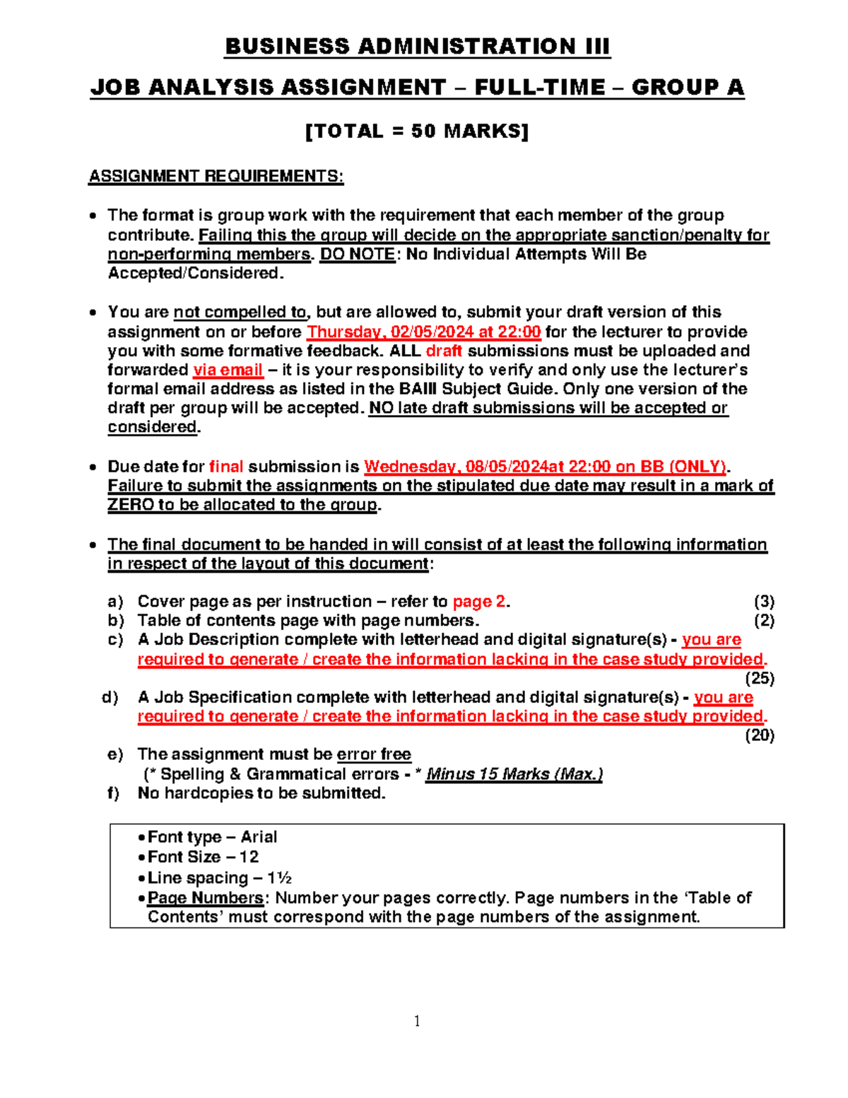 Baiii-Job Analysis Assignment-Instructions- Group A-2024 - BUSINESS ...