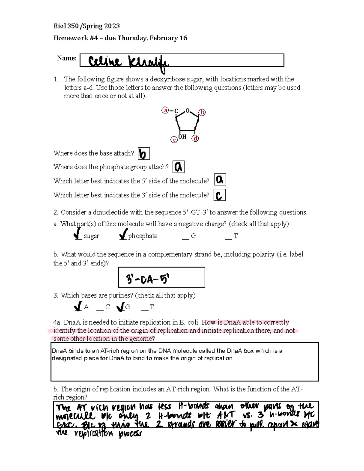 Genetics Homework 4 - Class taken by Dr. Holder and Dr. Choi- questions ...