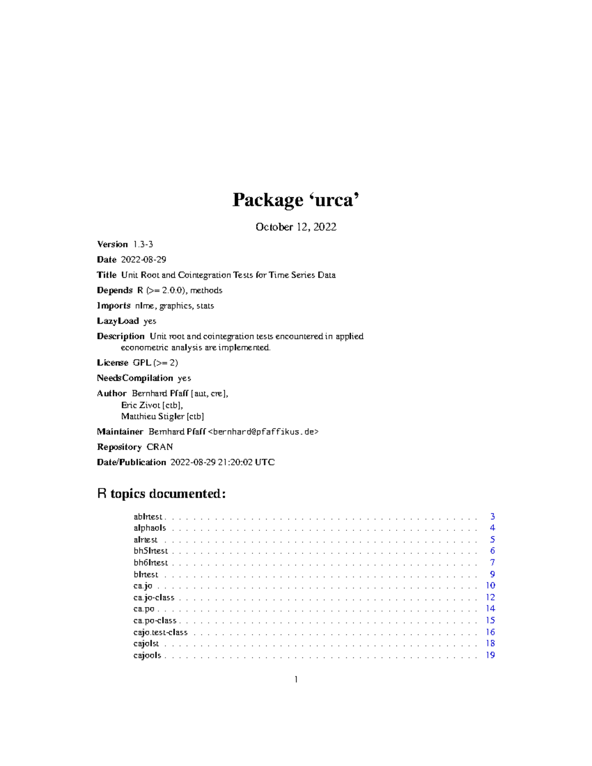 Urca - Documents utile en analyse et algèbre - Package ‘urca’ October ...