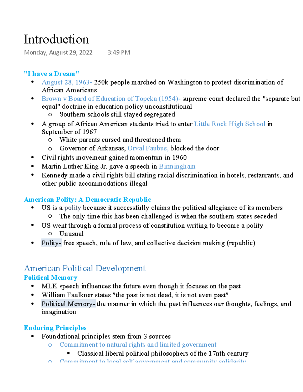 Textbook Chapter 1 Notes - "I have a Dream" August 28, 1963- 250k ...