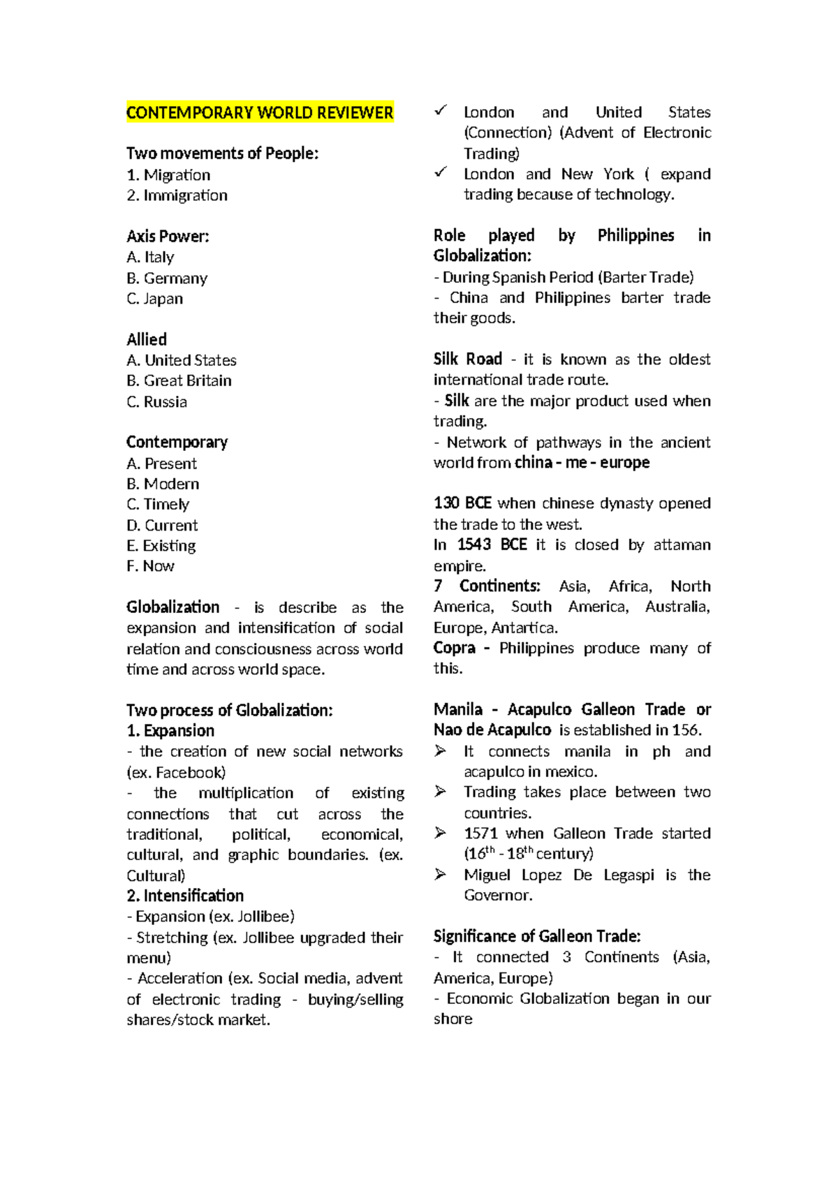 Contemporary World Reviewer - CONTEMPORARY WORLD REVIEWER Two movements ...