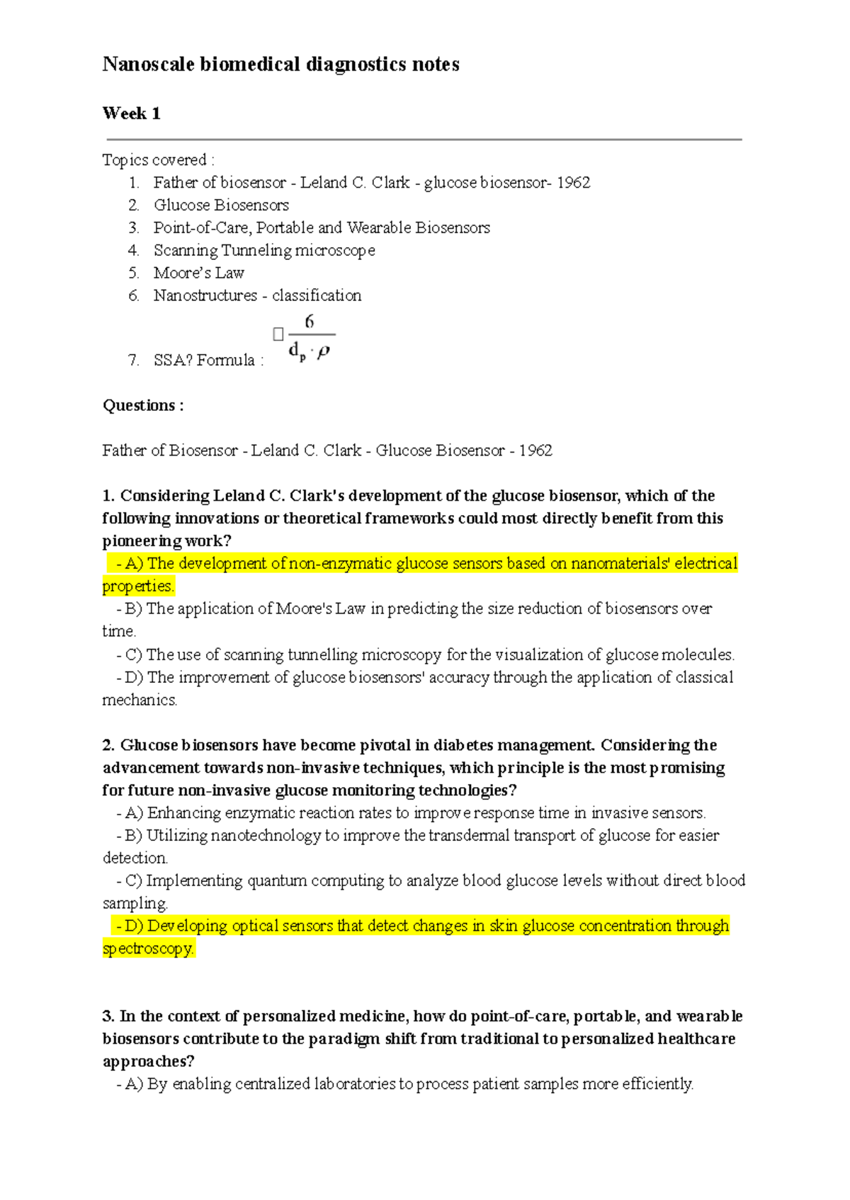 Nanoscale Notes - Week 1 Topics covered : 1. Father of biosensor ...