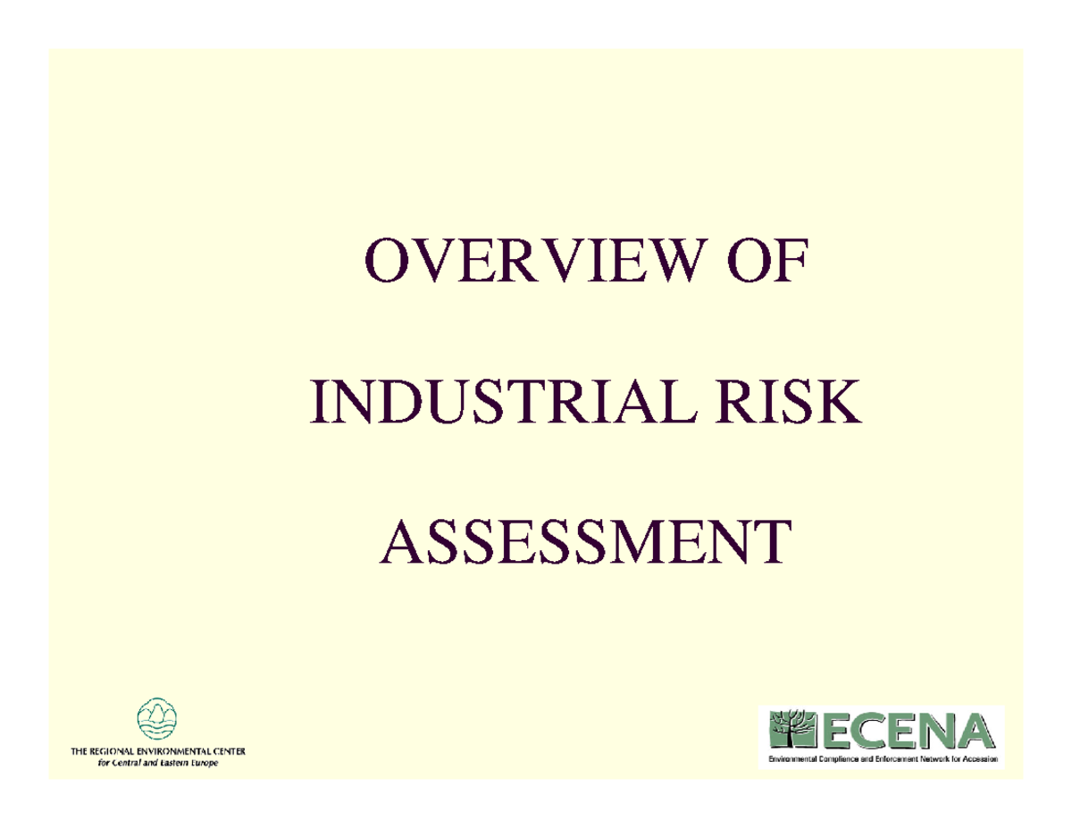 Industrial Risk Management Overview - OVERVIEW OF INDUSTRIAL RISK ...