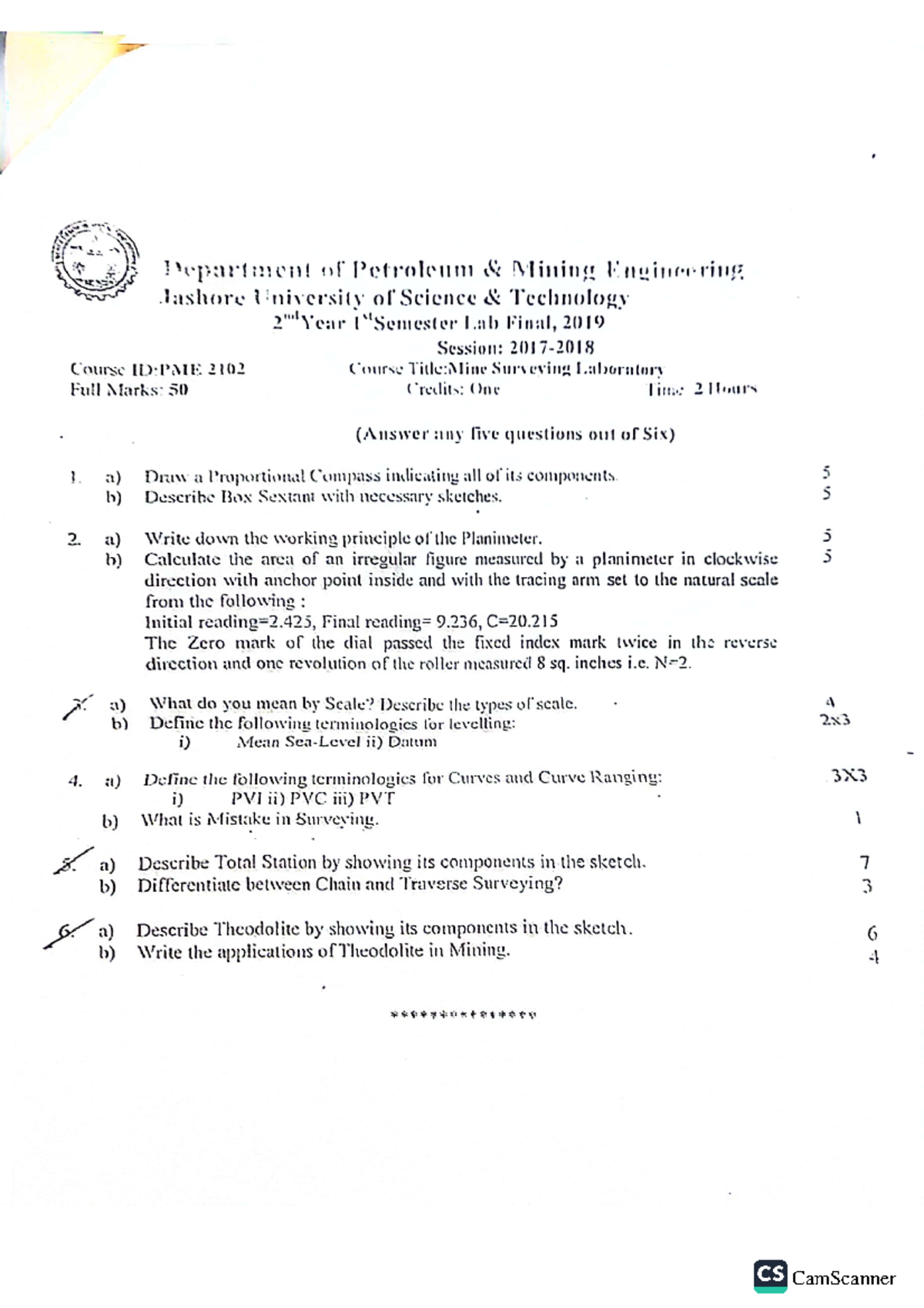 Mine Surveying - Engineering Mathematics - Studocu