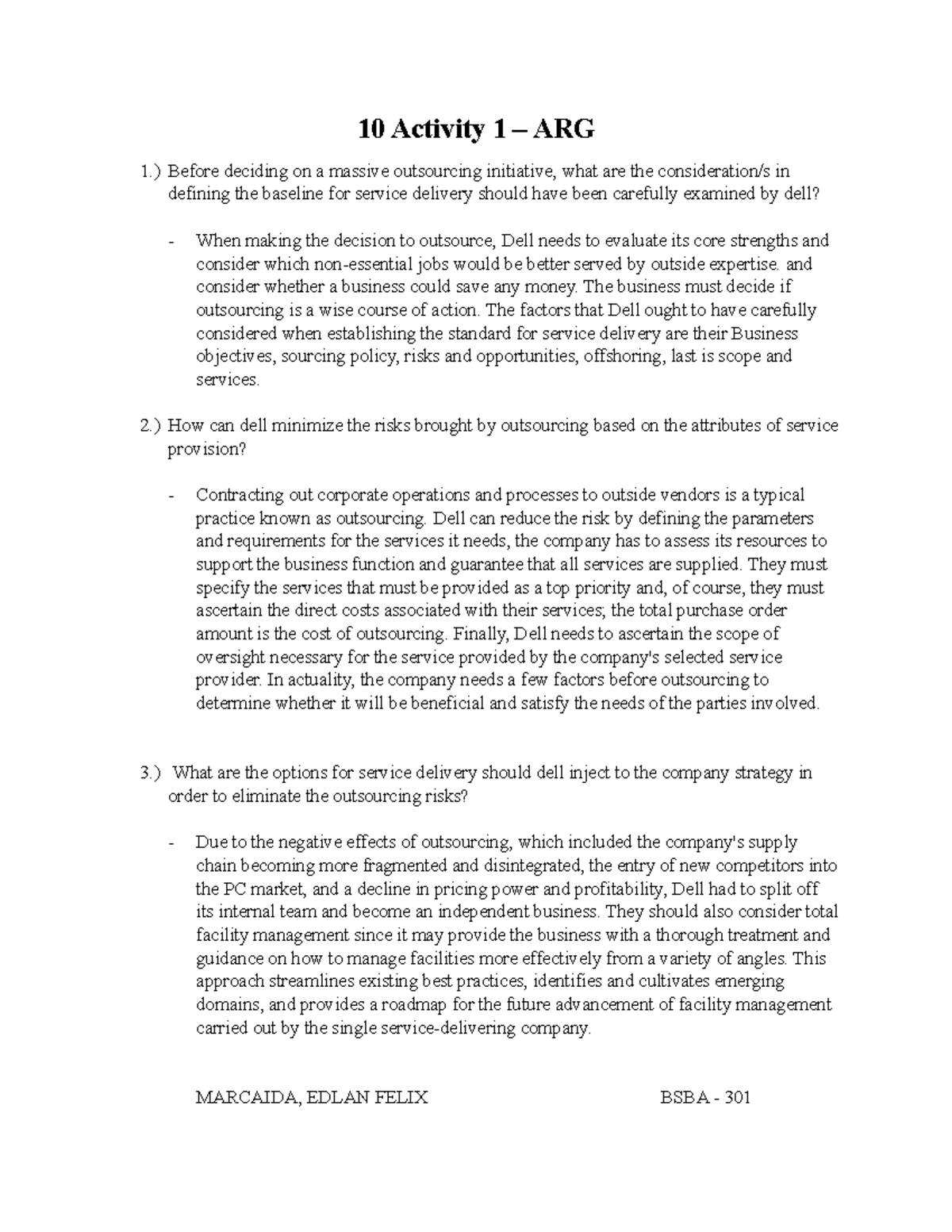 10 Activity 1 ARG - facility management - 10 Activity 1 – ARG 1 ...