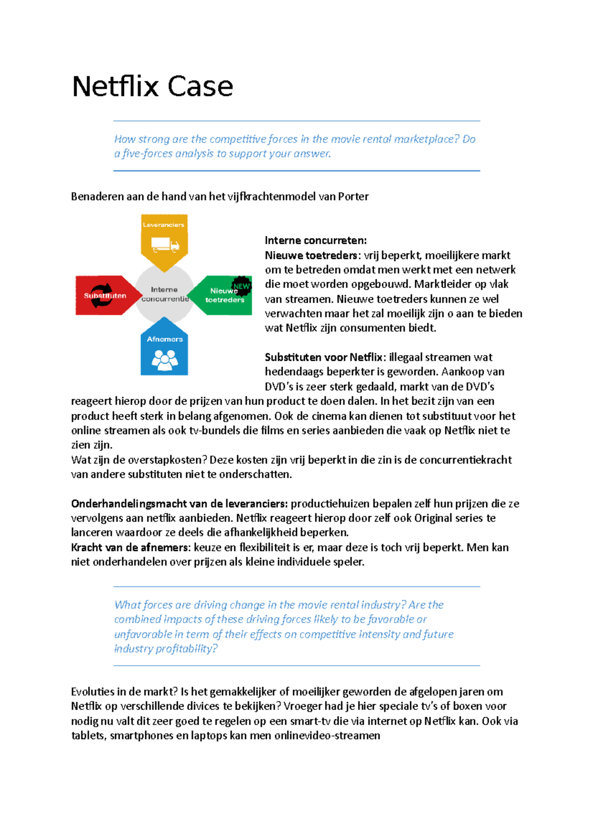 Netflix Case - Netflix Case How strong are the competitive forces in ...