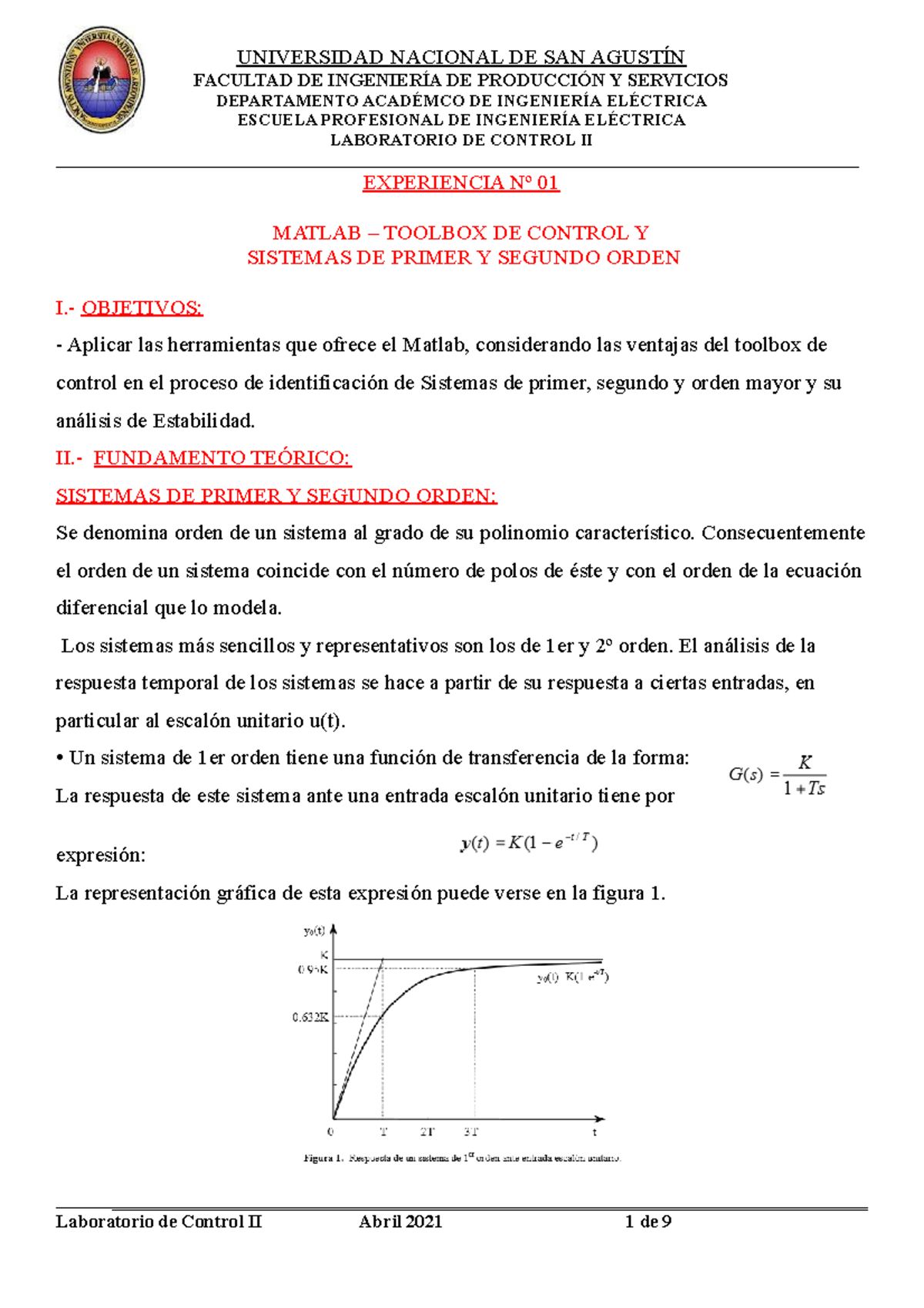 LAB1 CTRL2 Matlab Toolbox Control - FACULTAD DE INGENIERÍA DE ...