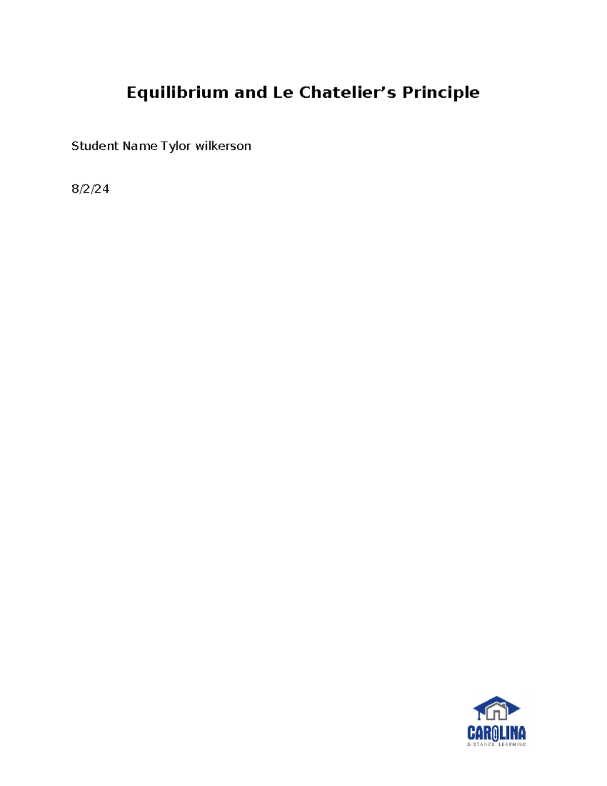 Equilibrium and Le Chateliers Principle Lab Report Sheet - Equilibrium ...
