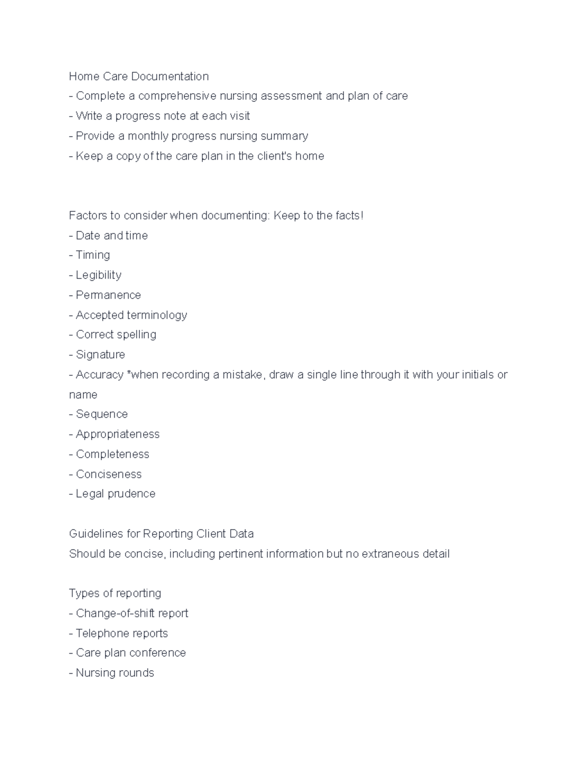 16 nurse pyschology notes - Home Care Documentation Complete a ...