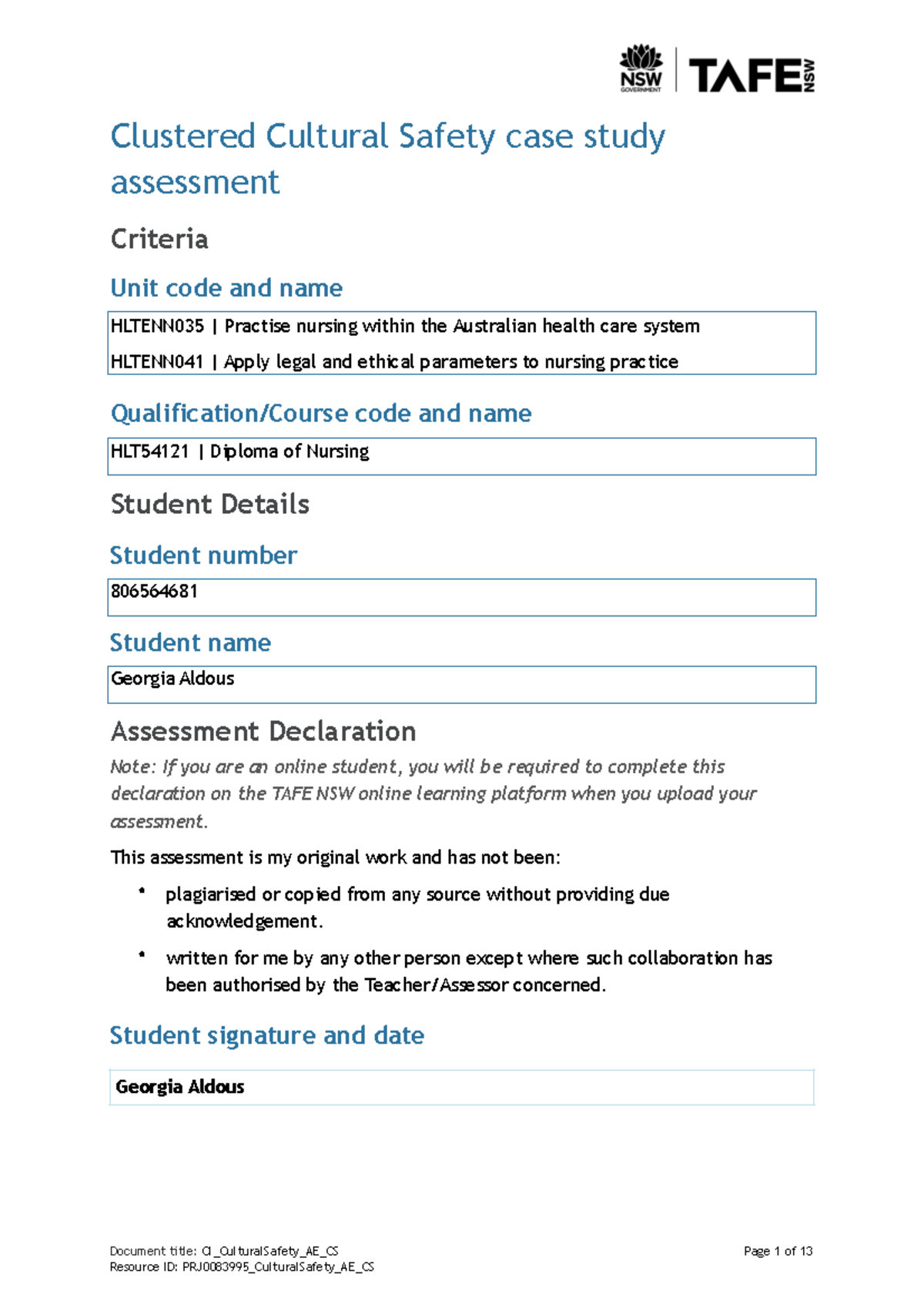 Case Study Cultural TAFE - Clustered Cultural Safety case study ...