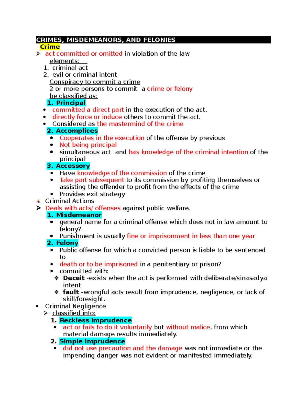 Crimes - module - CRIMES, MISDEMEANORS, AND FELONIES Crime act ...