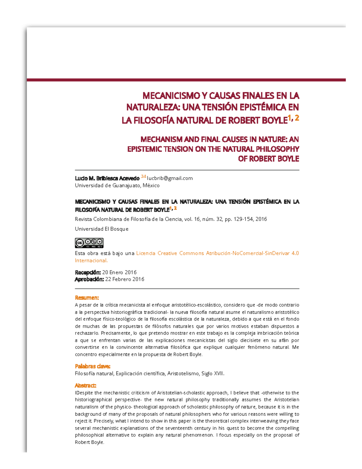 Mecanicismo Y Causas Finales EN LA Naturaleza UNA Tensión Epistémica EN ...