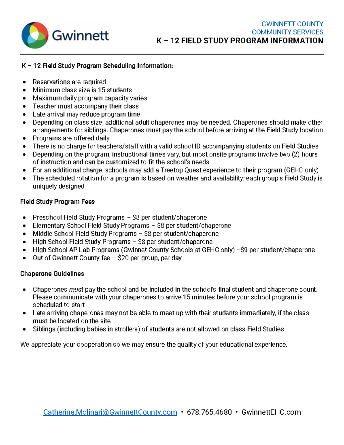 EHC K12 Program Info Form - GWINNETT COUNTY COMMUNITY SERVICES K – 12 ...