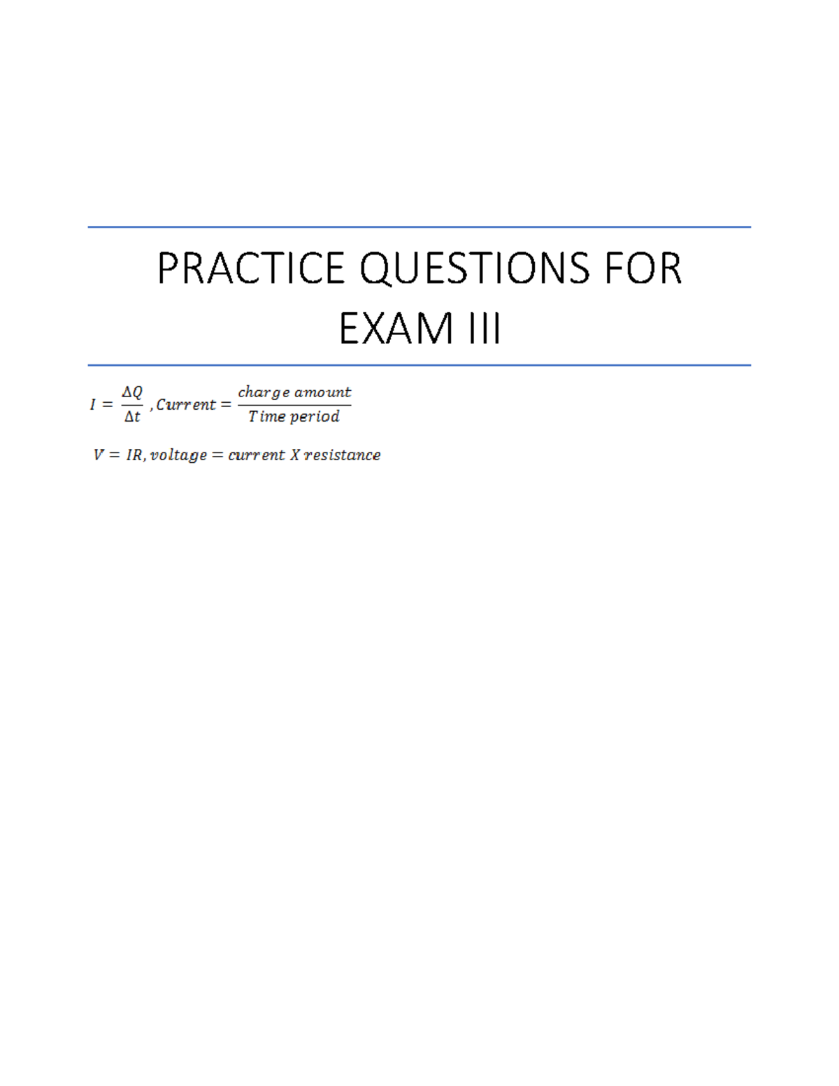 Exam 3 practice test - PRACTICE QUESTIONS FOR EXAM III Circular Motion ...