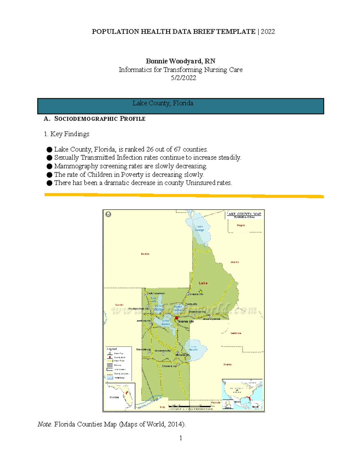 Woodyard Population Health Data Brief Template - POPULATION HEALTH DATA ...