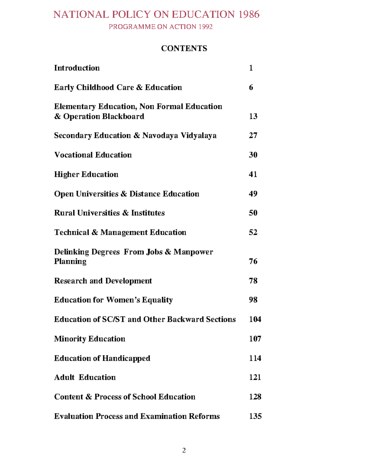 11a 1992 npe - CONTENTS Introduction Early Childhood Care & Education ...